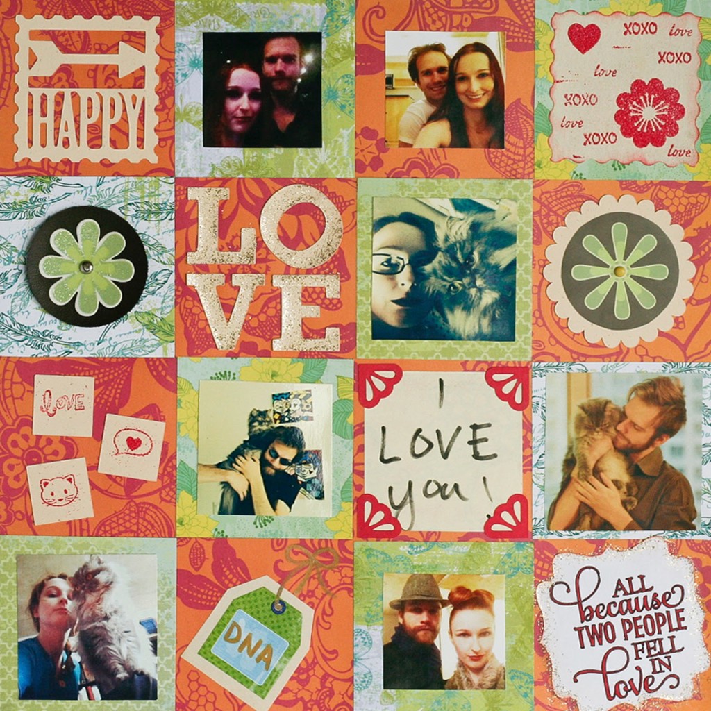 4×4 Scrapbook Layout- LOVE